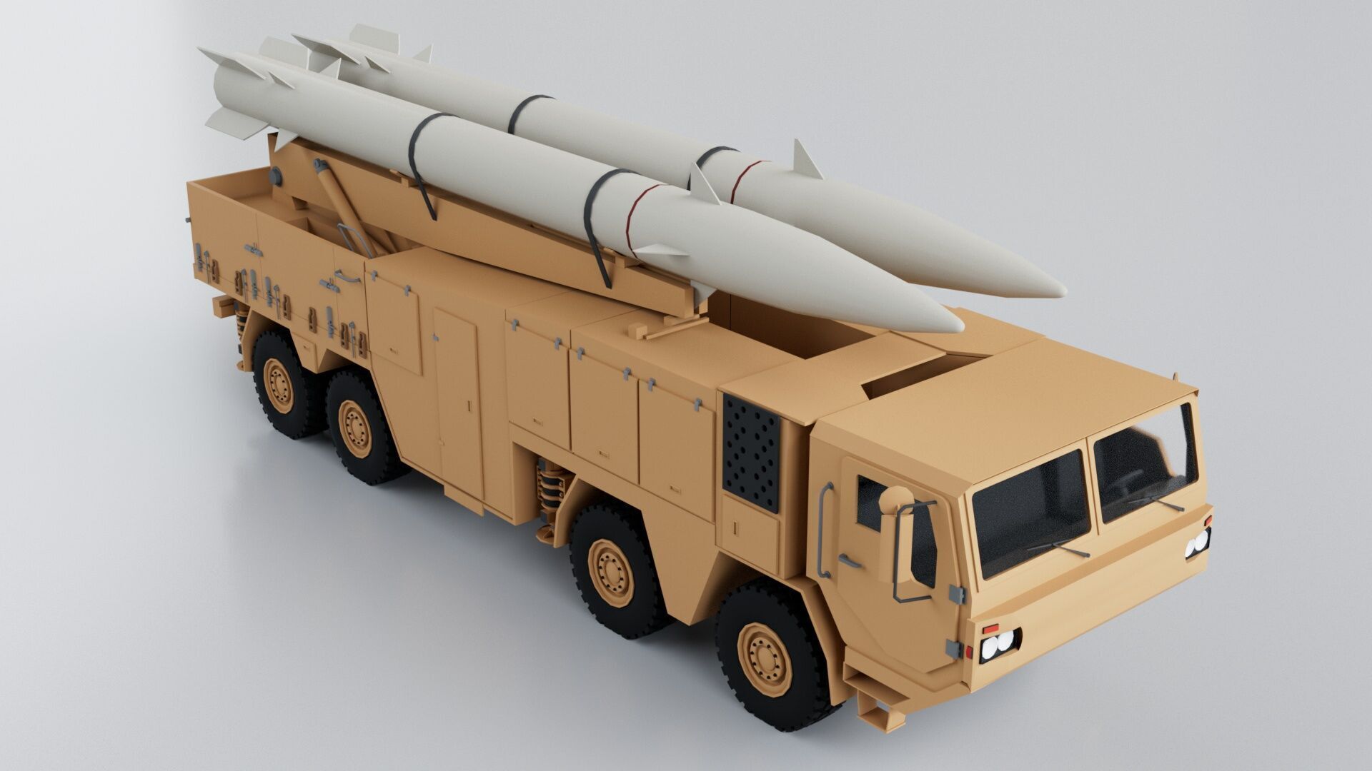 3D model Ballistic Missiles and Artillery Rockets Launcher Military VR ...