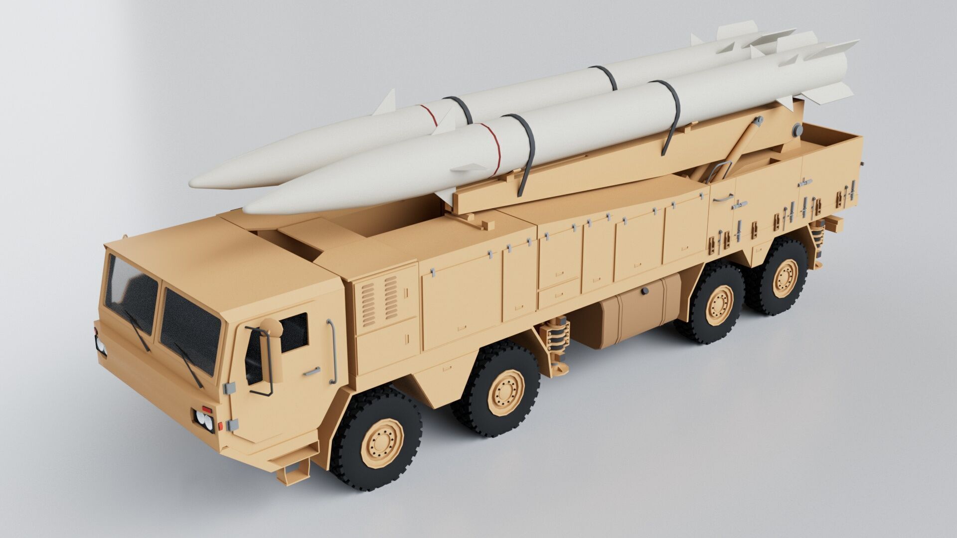 3D model Ballistic Missiles and Artillery Rockets Launcher Military VR ...