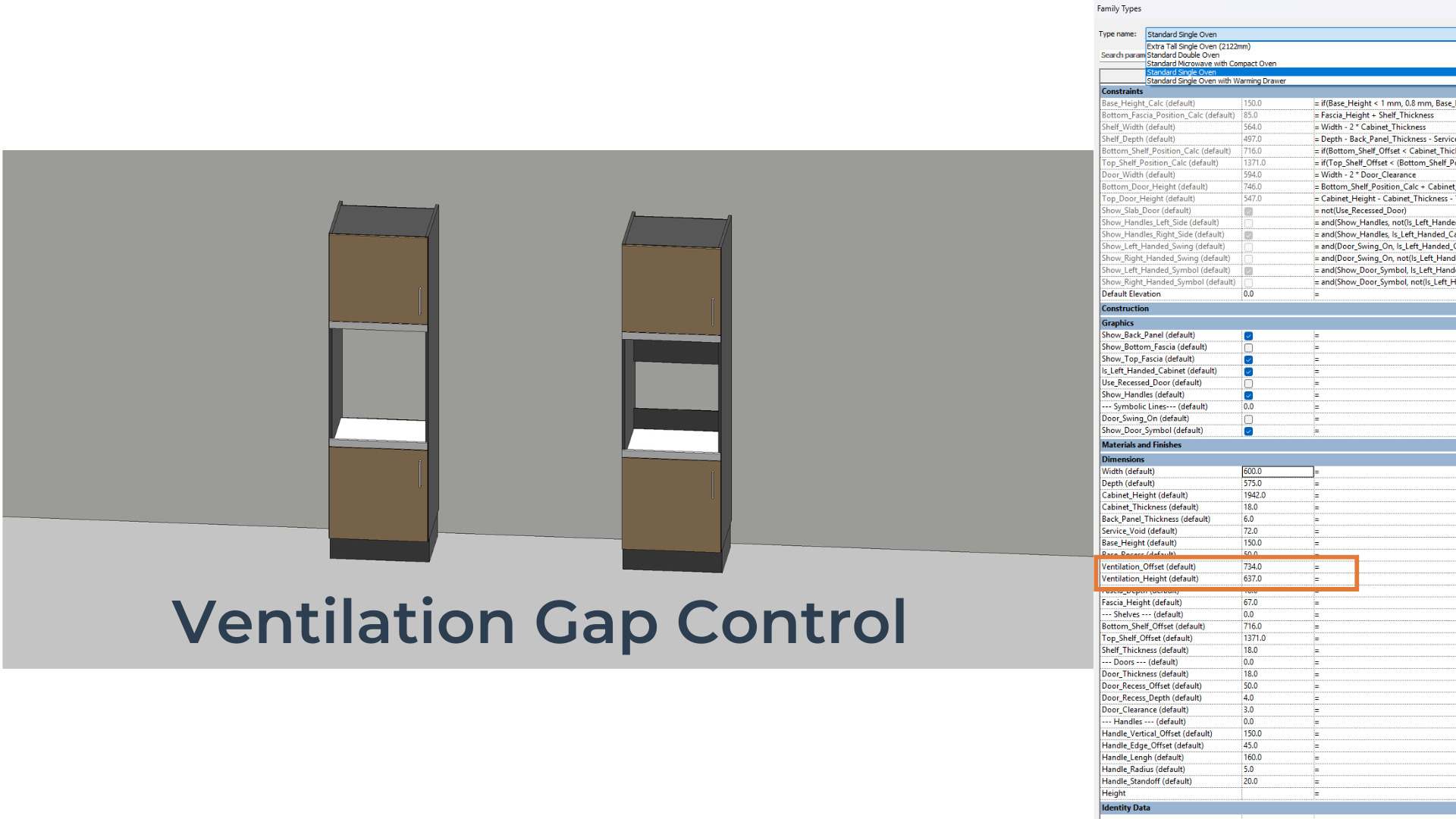 PARAMETRIC REVIT FAMILY Appliance Tower Cabinet 2 Doors Handles 3D ...