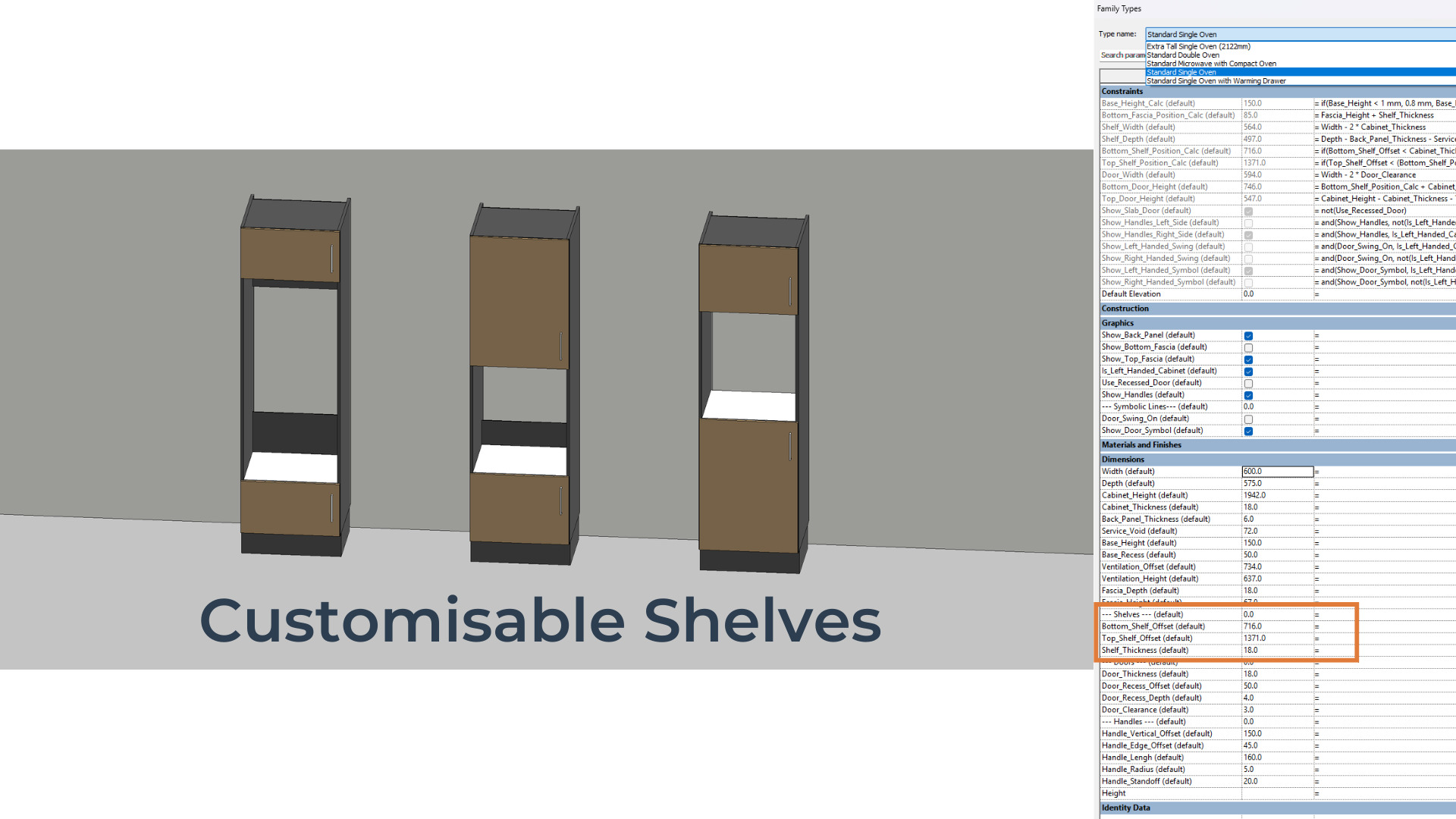 PARAMETRIC REVIT FAMILY Appliance Tower Cabinet 2 Doors Handles 3D ...