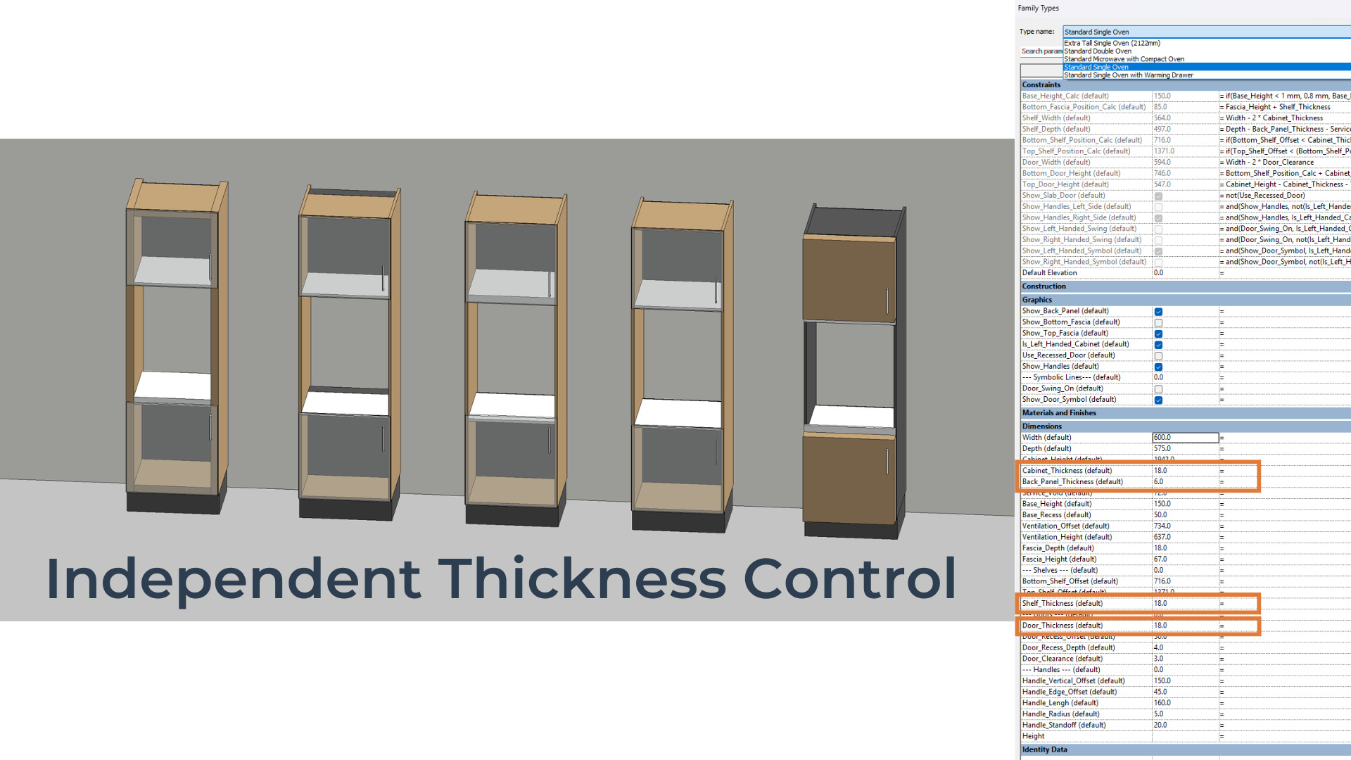 PARAMETRIC REVIT FAMILY Appliance Tower Cabinet 2 Doors Handles 3D ...
