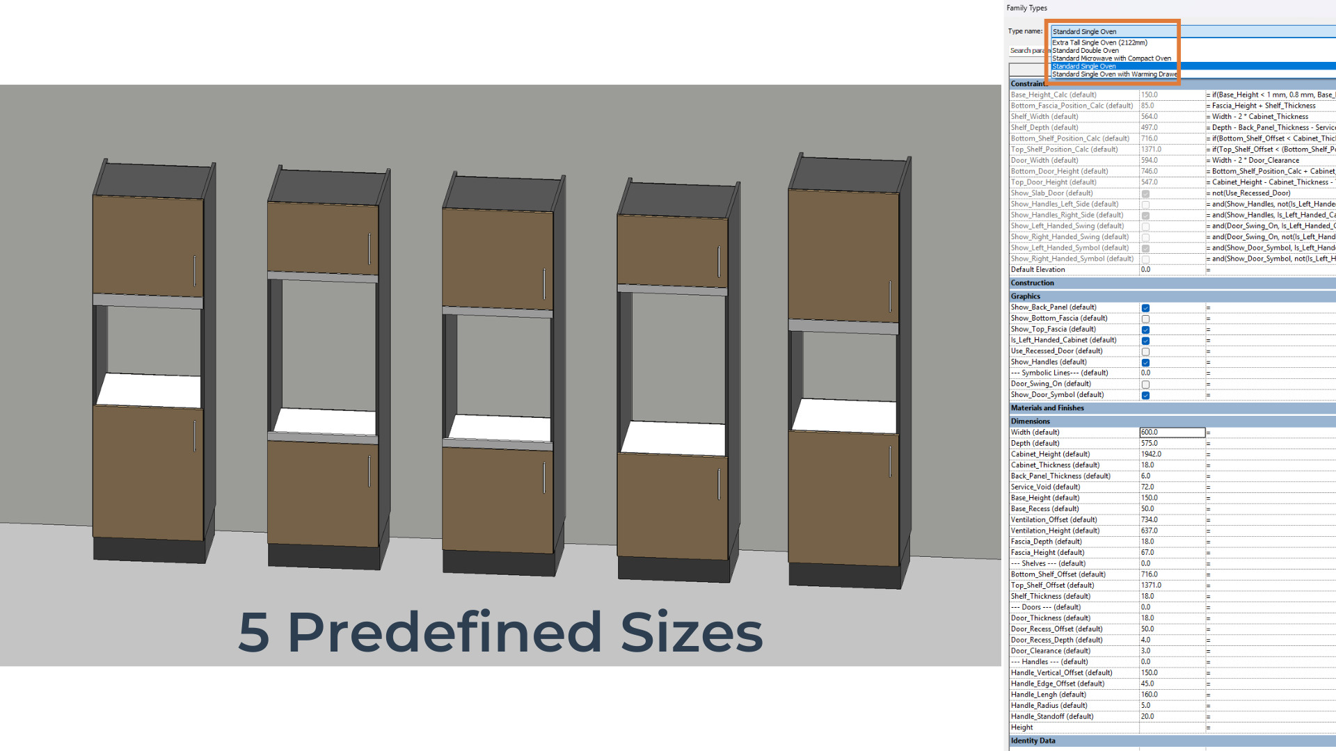 PARAMETRIC REVIT FAMILY Appliance Tower Cabinet 2 Doors Handles 3D ...