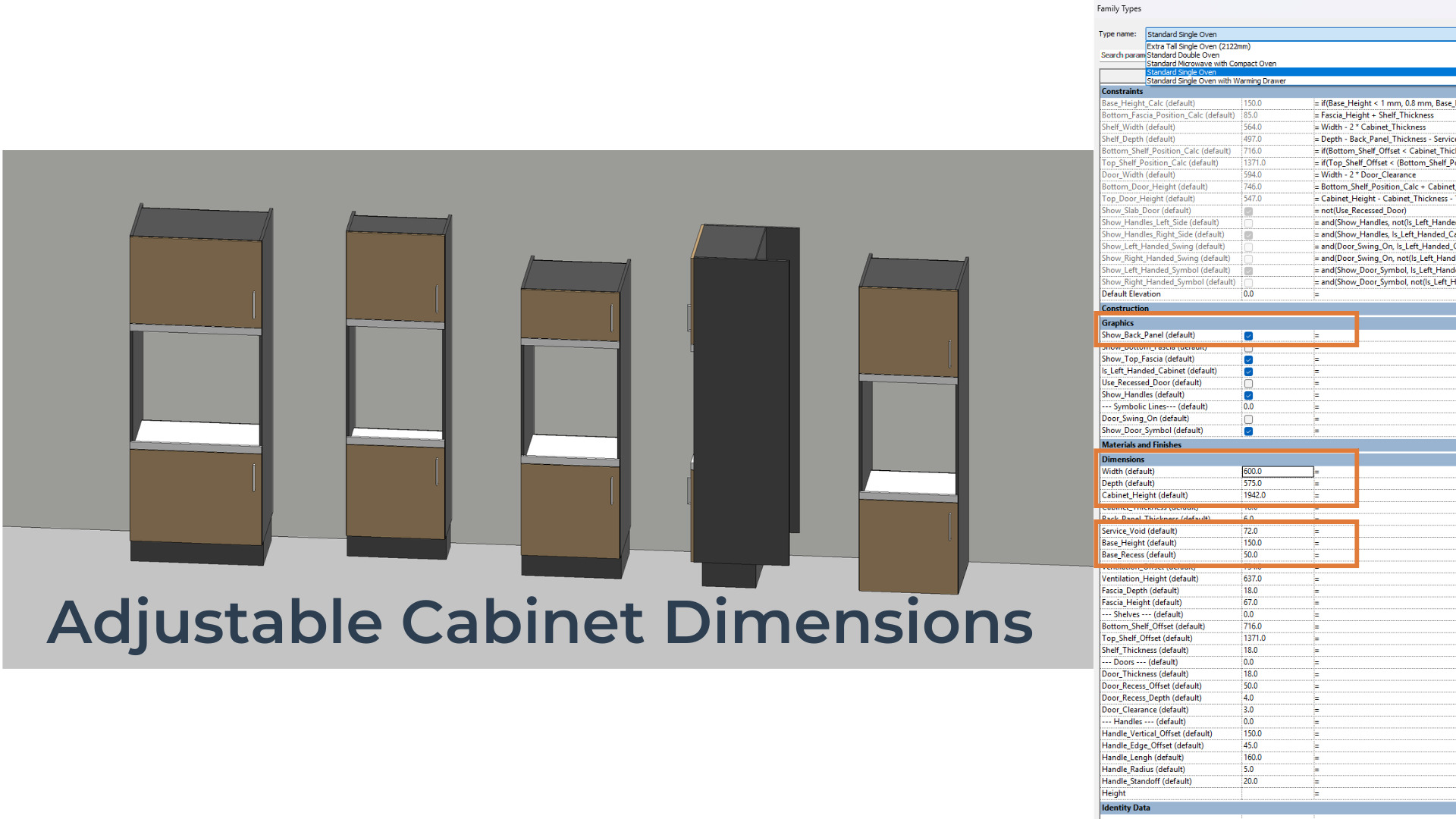 PARAMETRIC REVIT FAMILY Appliance Tower Cabinet 2 Doors Handles 3D ...