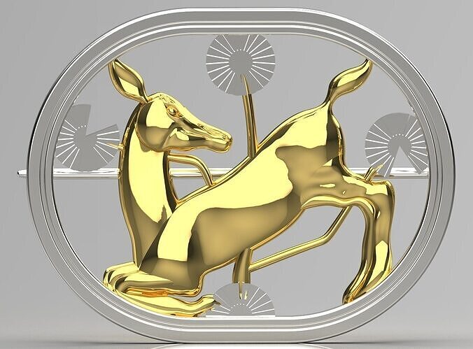 Royal Deer Dance brooches 3D model 3D printable | CGTrader
