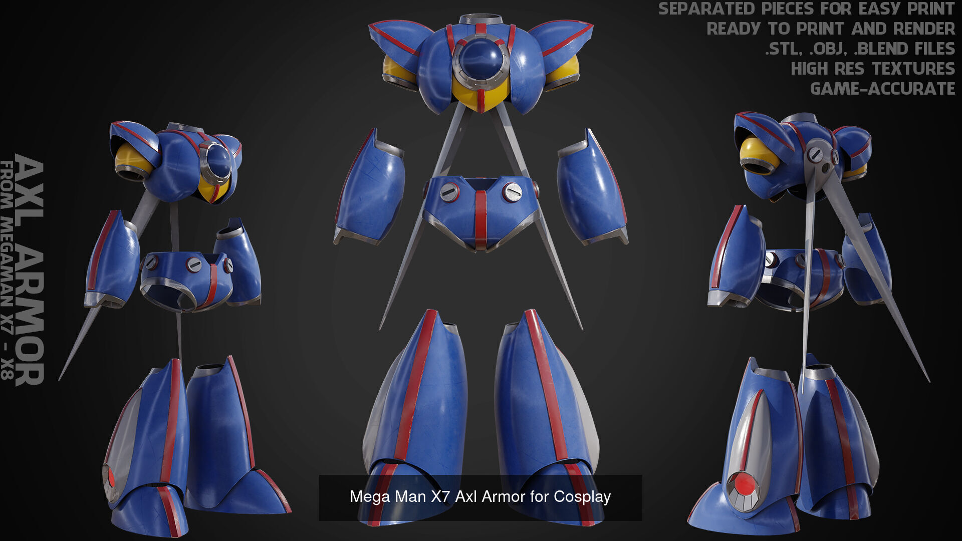Mega Man X7 Axl Full Armor and Pistol for Cosplay 3D Model Collection 3D printable | CGTrader