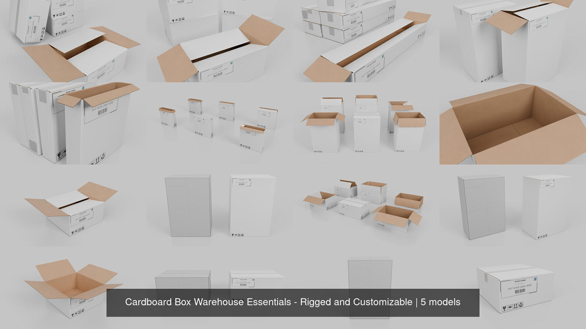 3D Model Collection Cardboard Box Warehouse Essentials - Rigged and ...