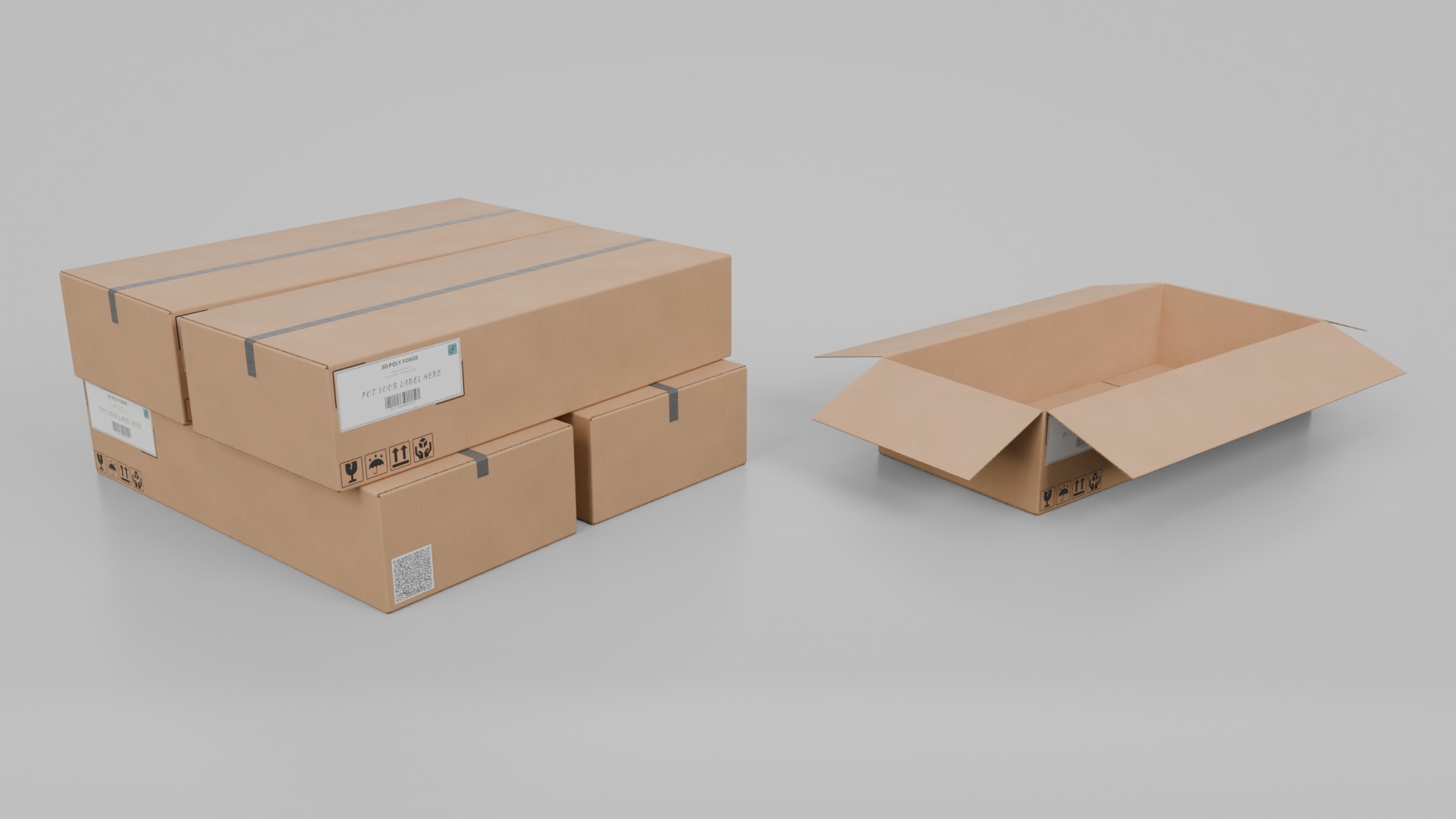 3D Model Collection Logistics Pro Carboard Box Pack - Rigged and ...