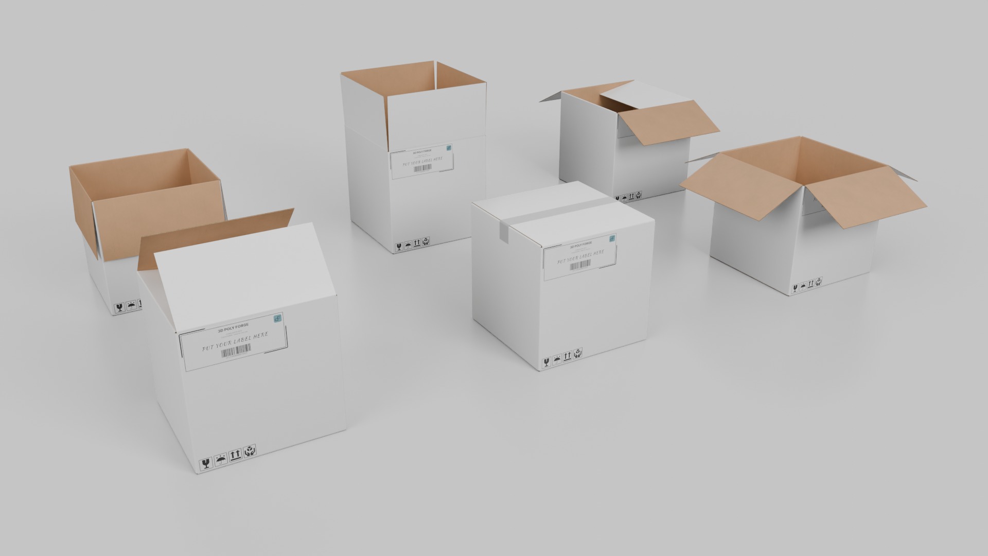 3D Model Collection Logistics Pro Carboard Box Pack - Rigged and ...