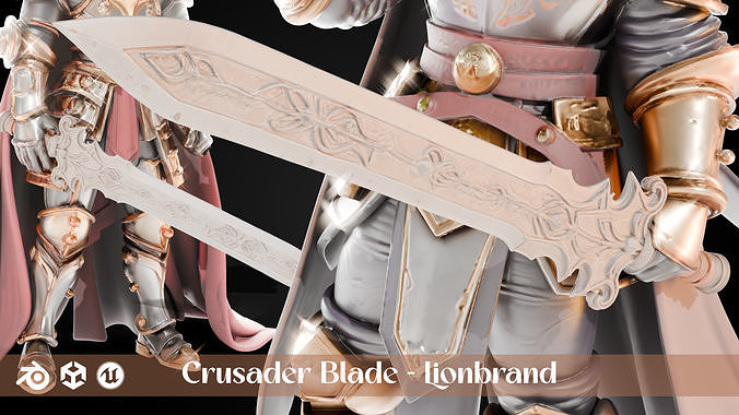 Stylized Sword - Crusader Blade Lionbrand - Game Ready 3D model | CGTrader
