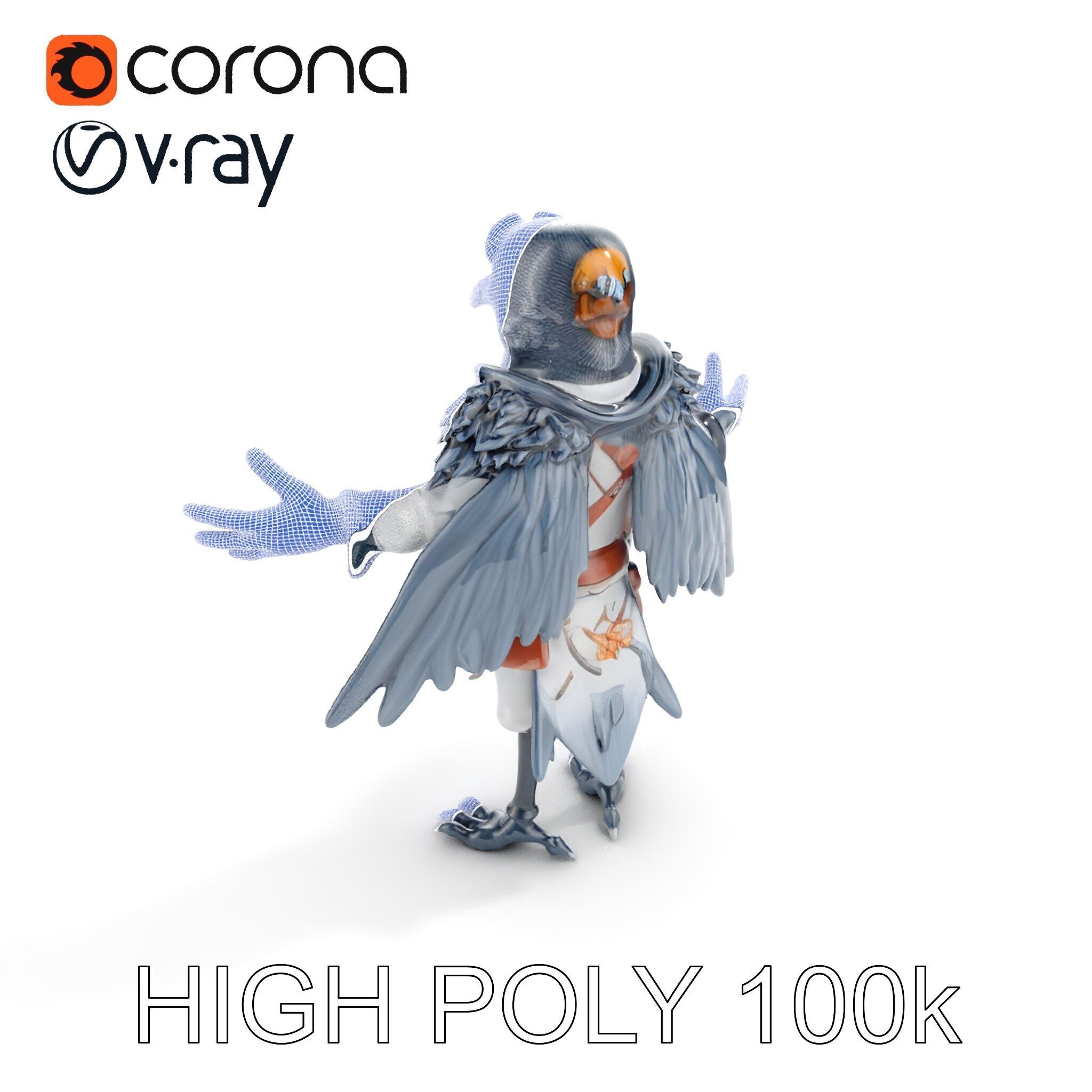 3D model Aviator Raven Character Steampunk Feathered Adventurer Model ...