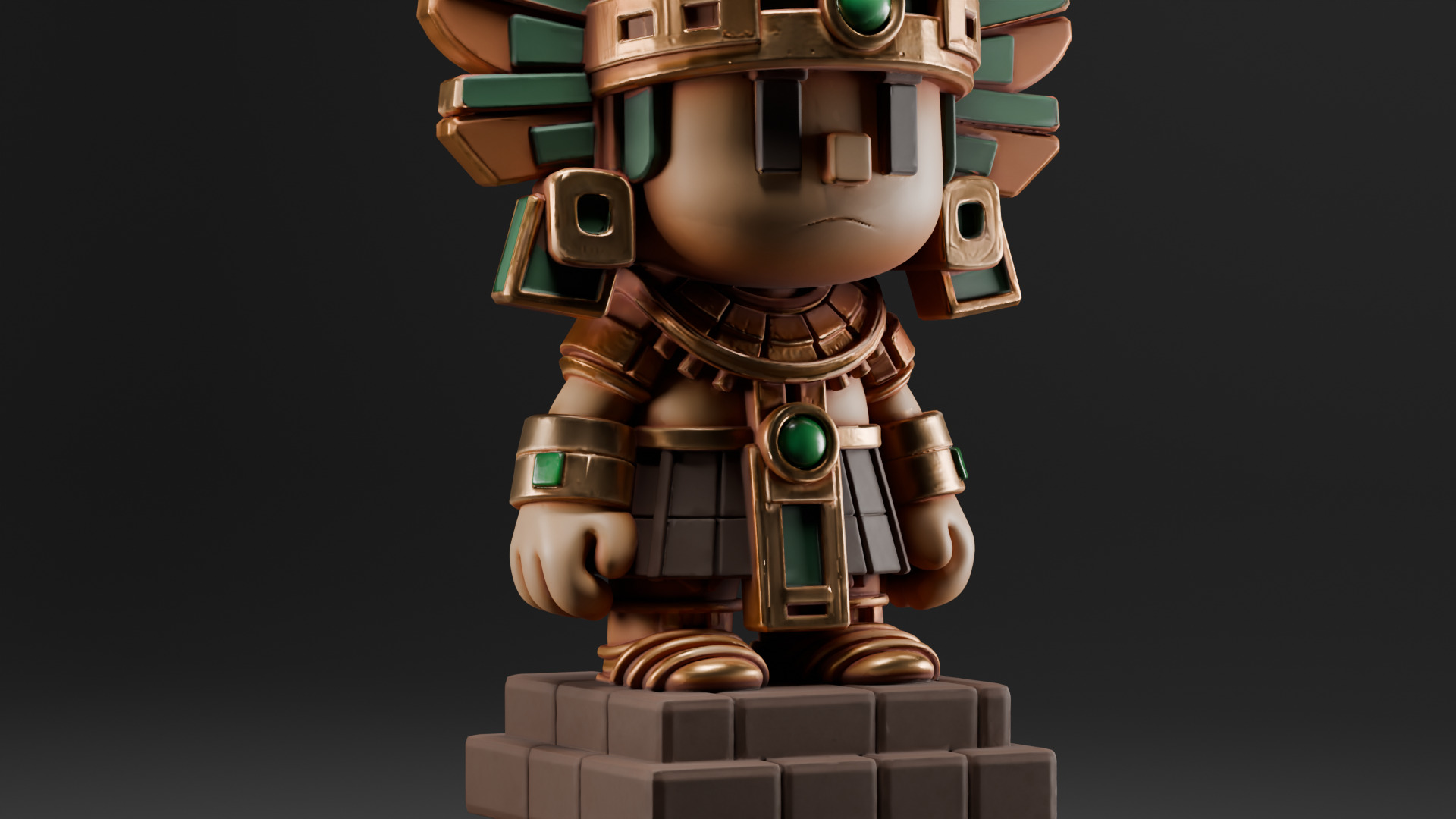 Mini Aztec King Stylized 3D Character Model 3D model 3D printable ...