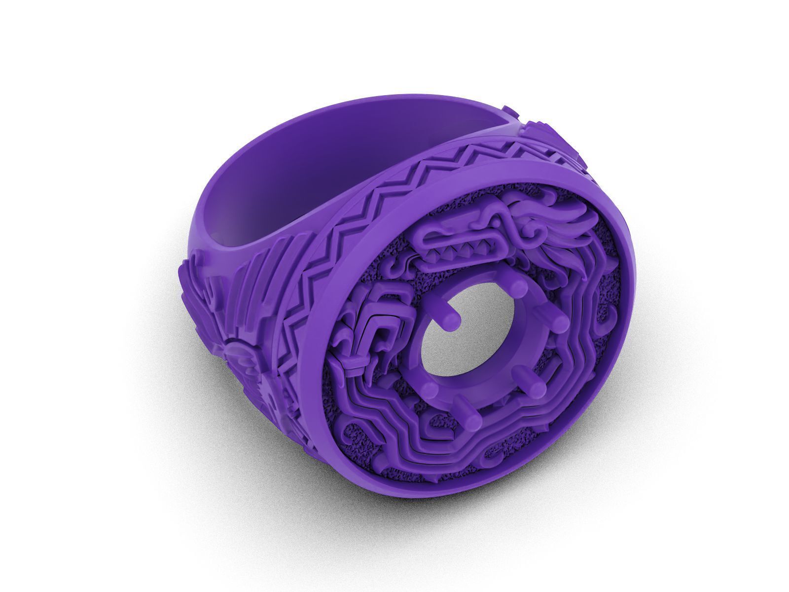 Aztec Quetzalcoatl Dragon Signet Ring 3D model 3D printable | CGTrader