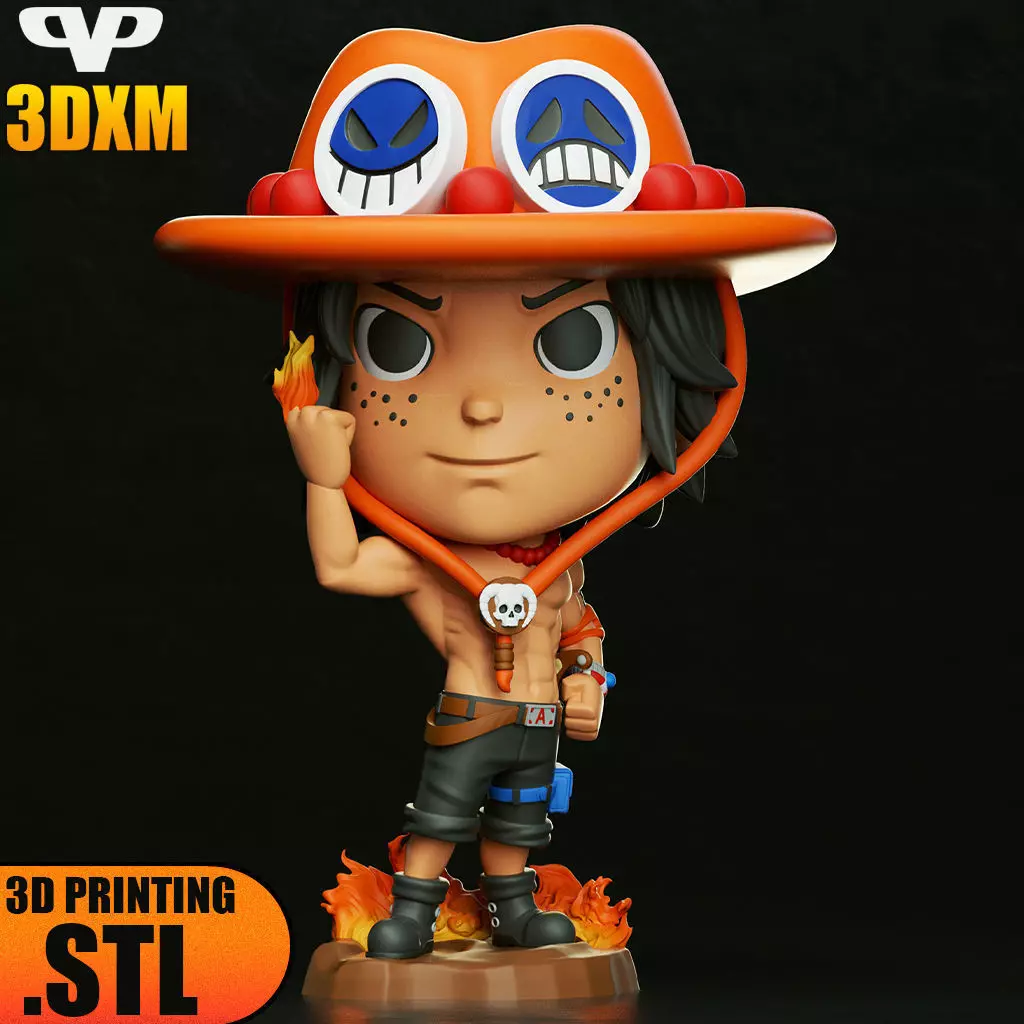 Portgas D Ace Chibi STL for 3D Printing 3DXM ChibiSTL 3D model 3D ...