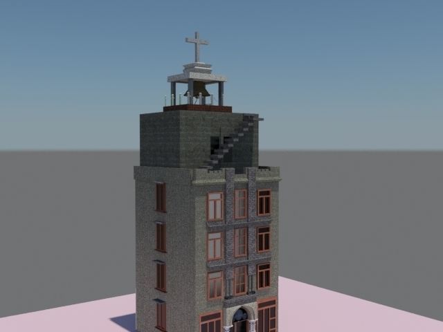 old model church free 3D model | CGTrader