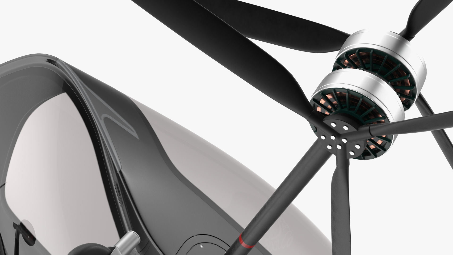 Air One Two Person eVTOL Air Vehicle Black 3D model | CGTrader