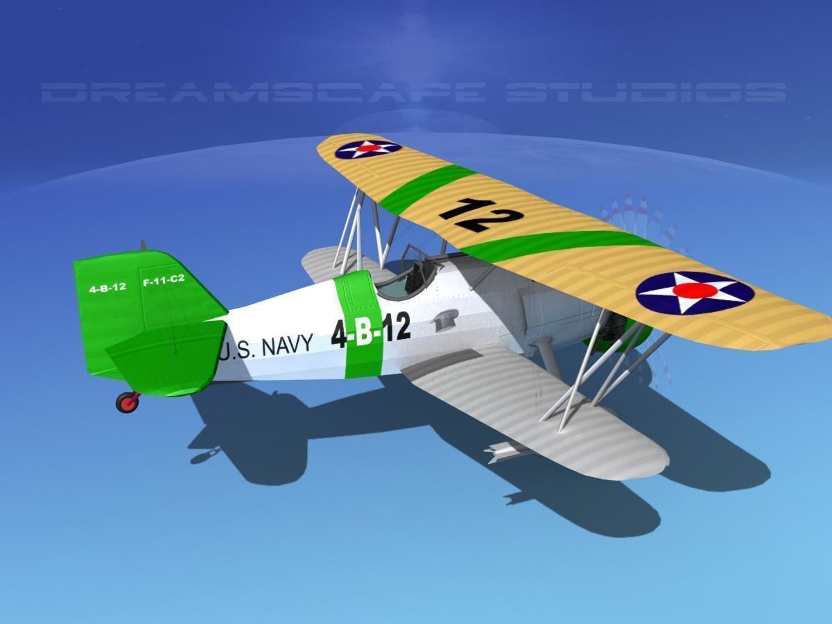 Curtiss F-11-C2 Goshawk V02 3D model rigged | CGTrader