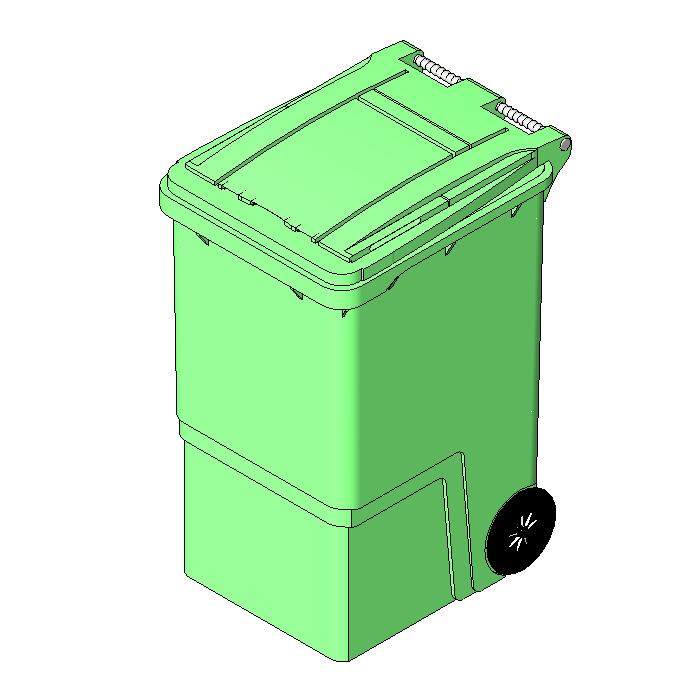 240L Waste Bin Revit Family 3D model 3D printable | CGTrader