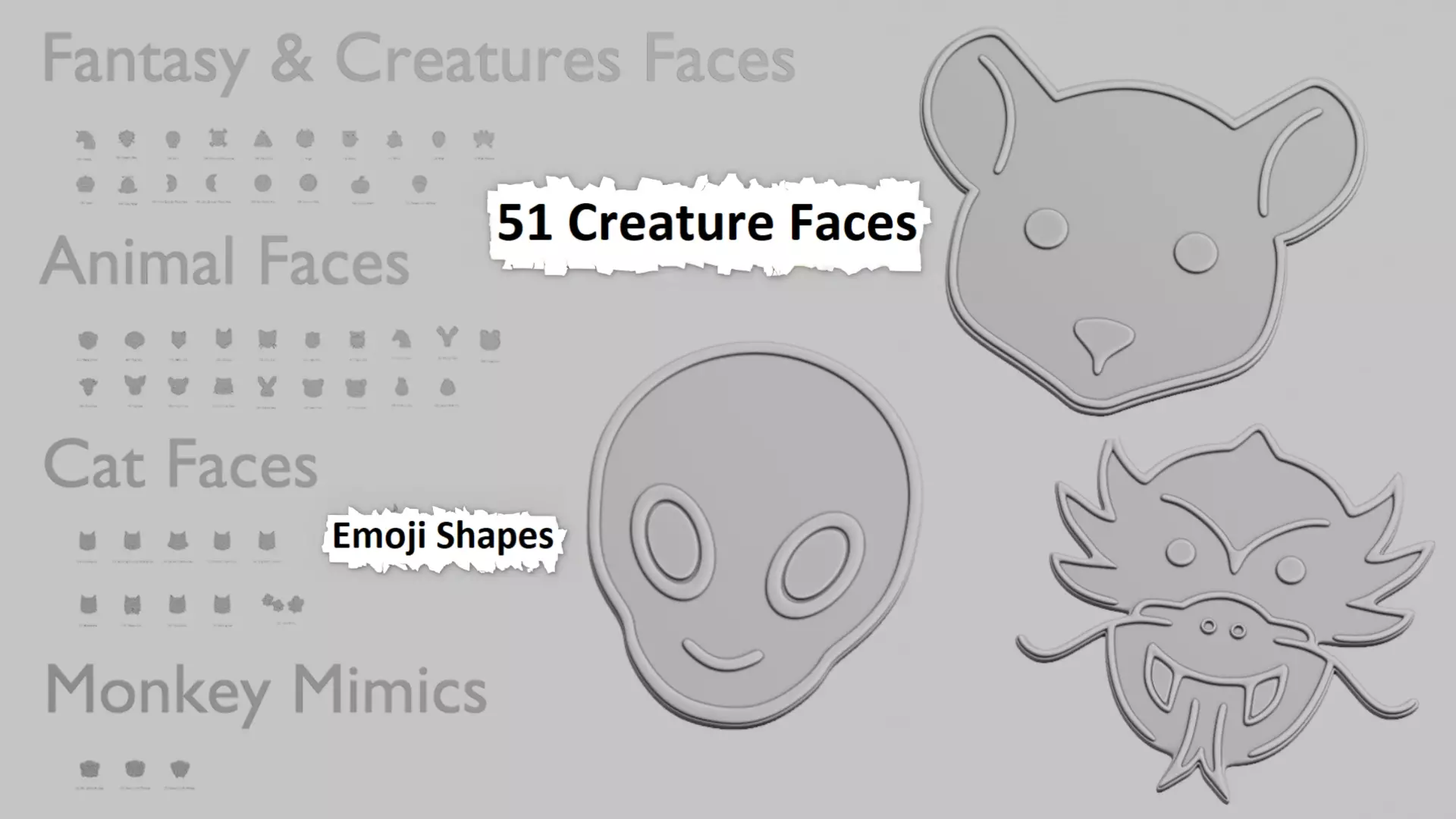 Creature Face Emoji Pack 3D Printable 51 Unique Emojis 3D model 3D ...