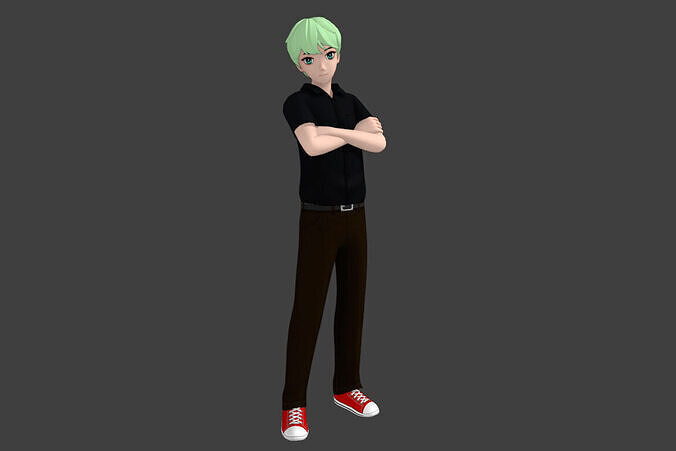 Anime Male Rig - Randy 3D model rigged | CGTrader
