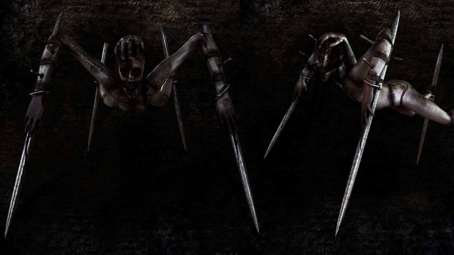 3D model very creepy tortured woman like silent hill VR / AR / low-poly ...