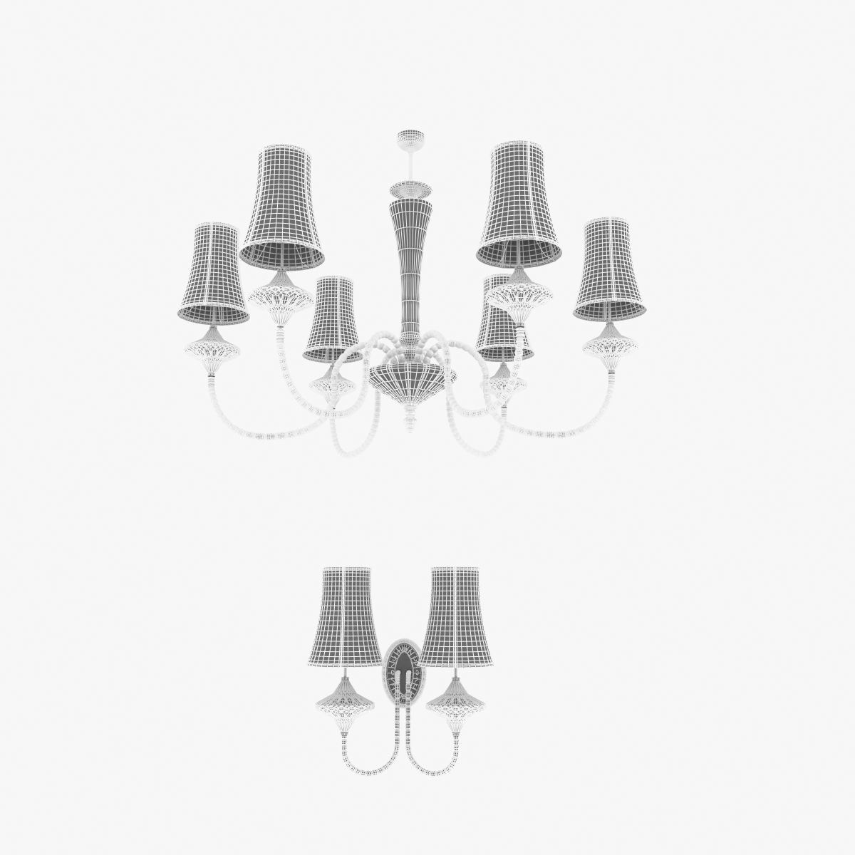 LUCECREA CLASS CHANTILLY wall light and chandelier 3D model | CGTrader