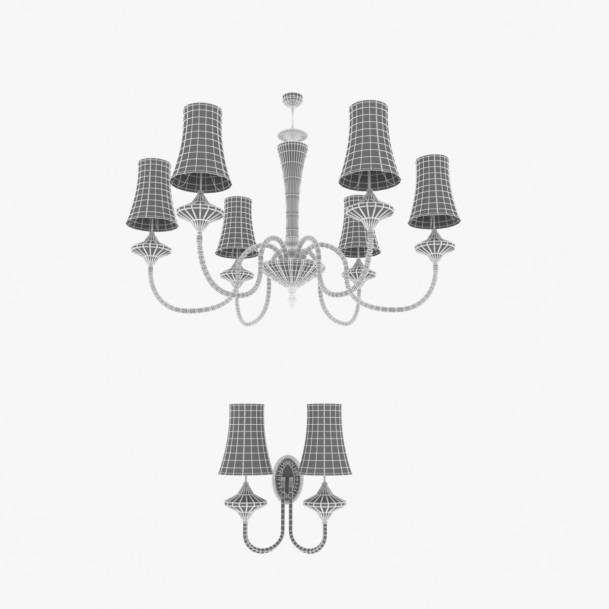 LUCECREA CLASS CHANTILLY wall light and chandelier 3D model | CGTrader