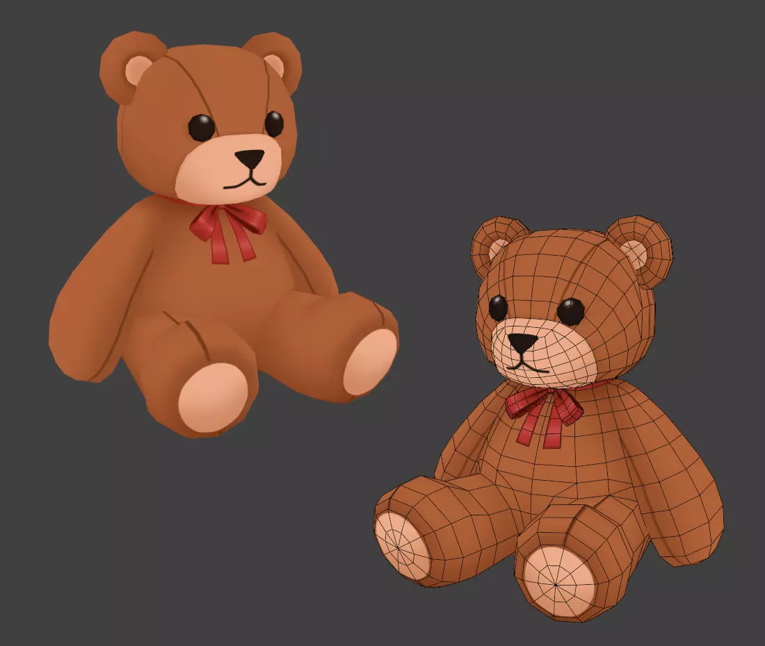 low poly hand painted teddy bear free VR / AR / low-poly 3D model ...