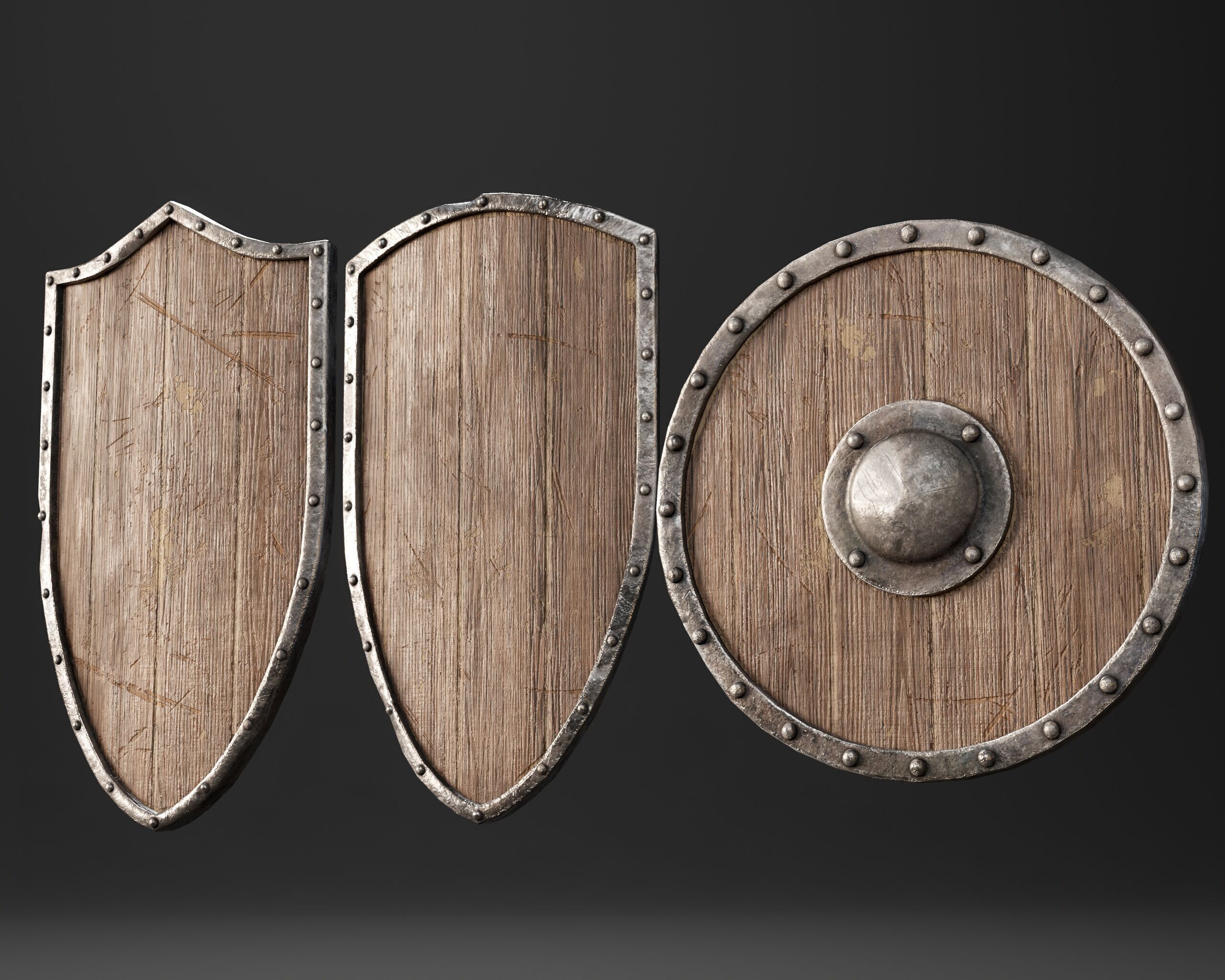 3D model Medieval Shields Set VR / AR / low-poly | CGTrader