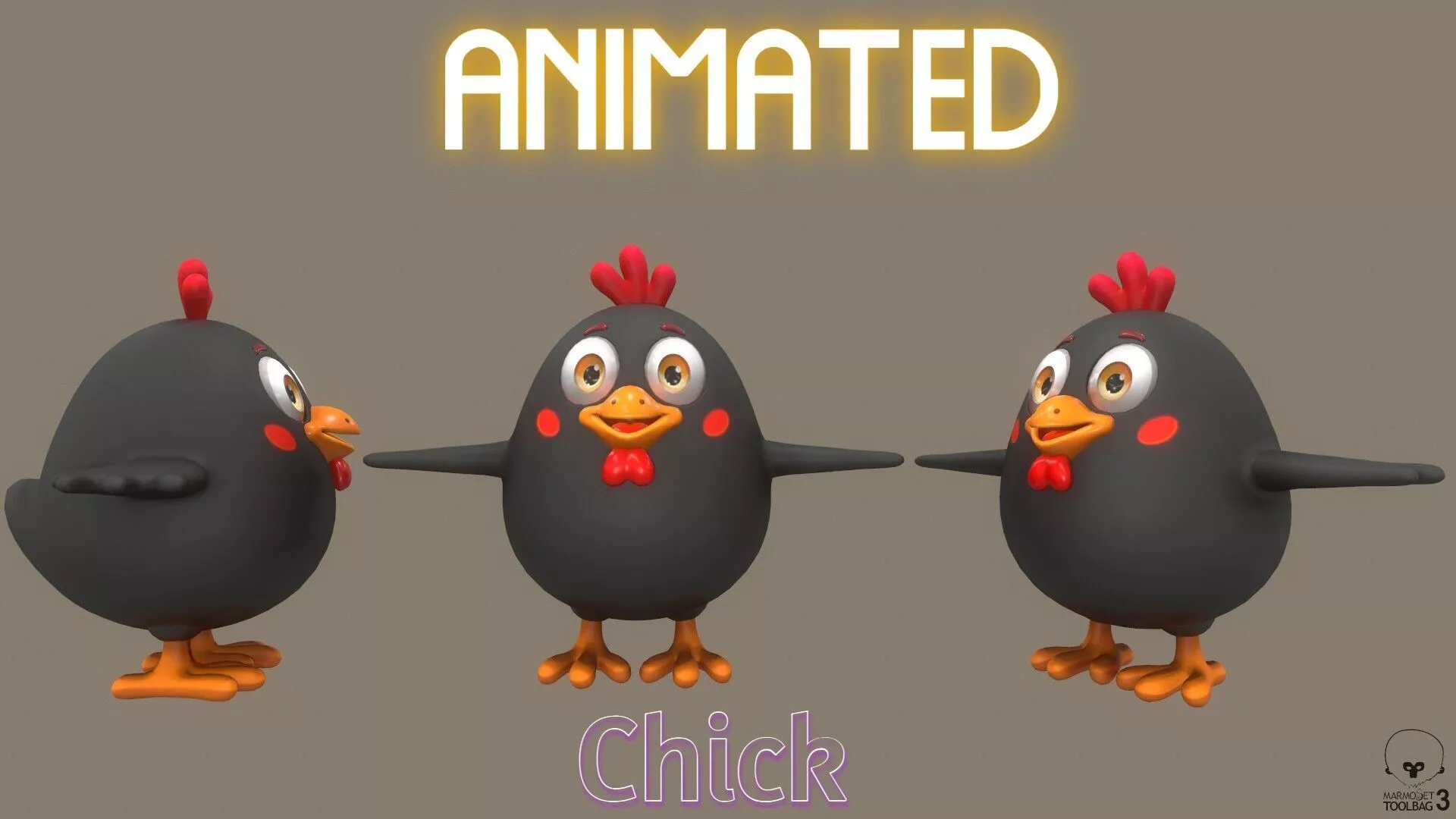 Free Cute Animated Black Chick free VR / AR / low-poly 3D model ...