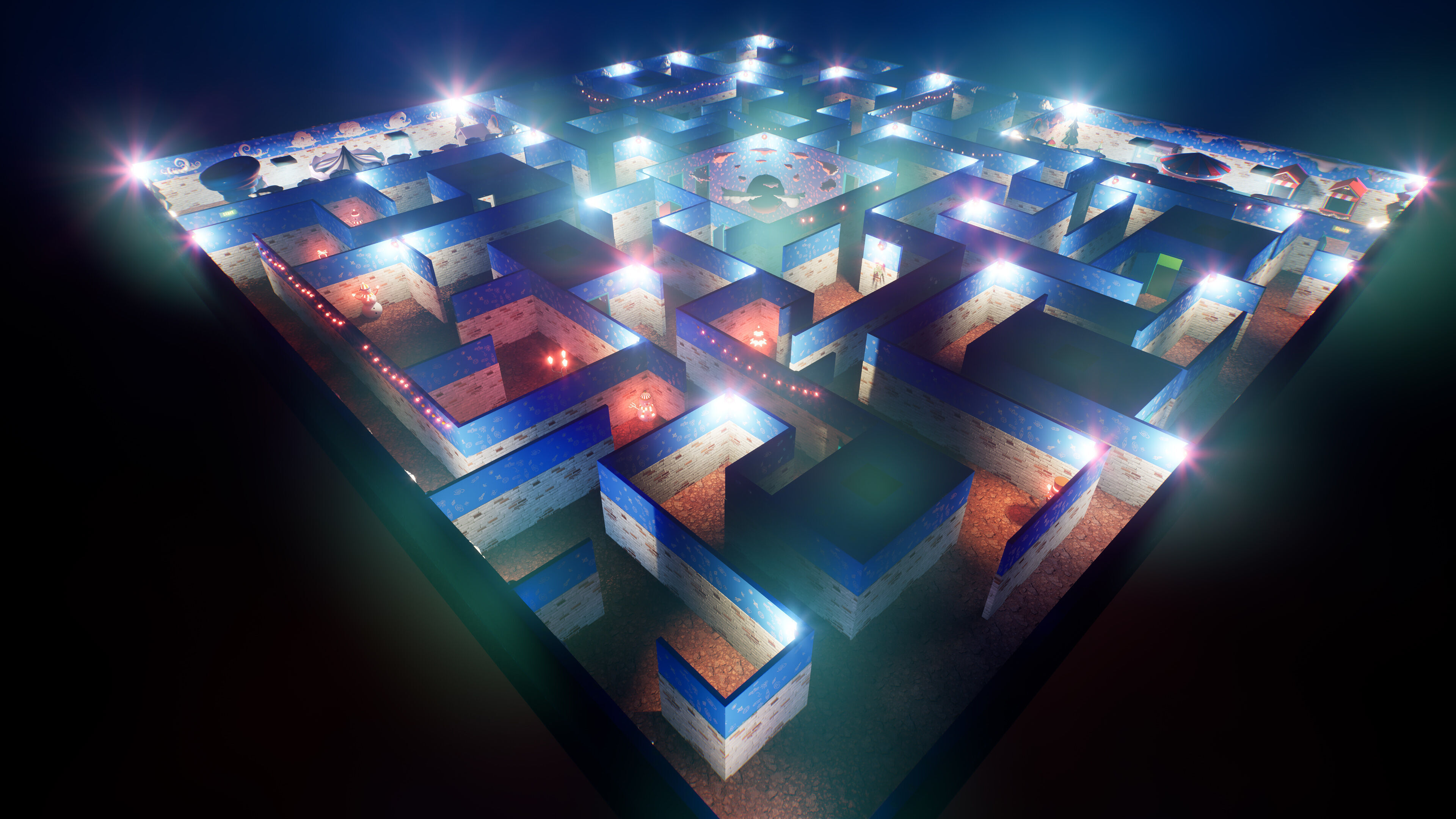 3D model Stylized Neon Labyrinth with 9 Secret Rooms Squid Game ...