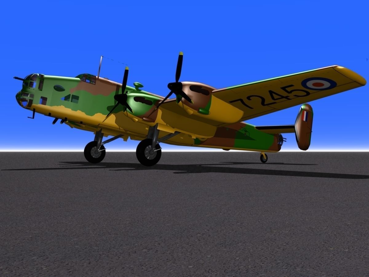 Handley Page Halifax Prototype free 3D model rigged | CGTrader