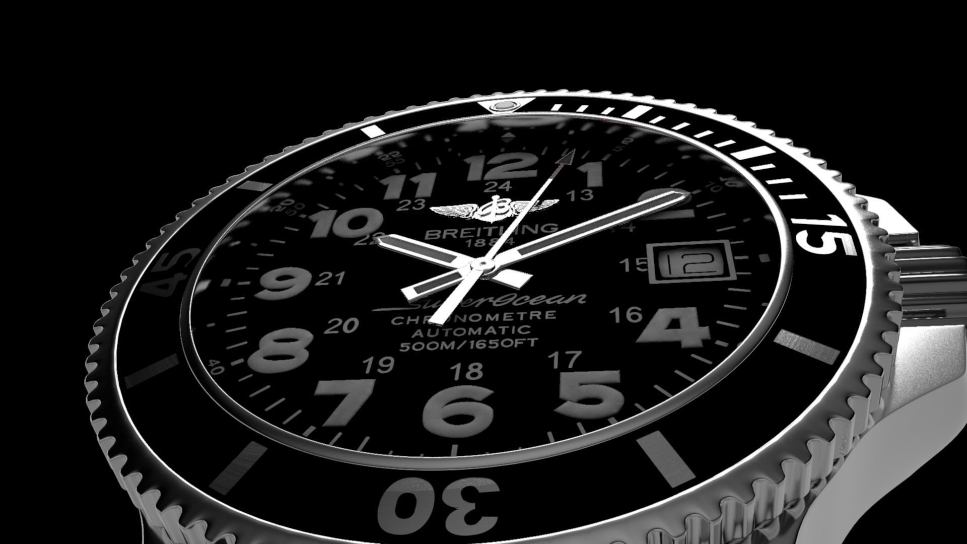 Breitling Superocean 2 Chronograph 3D model animated | CGTrader