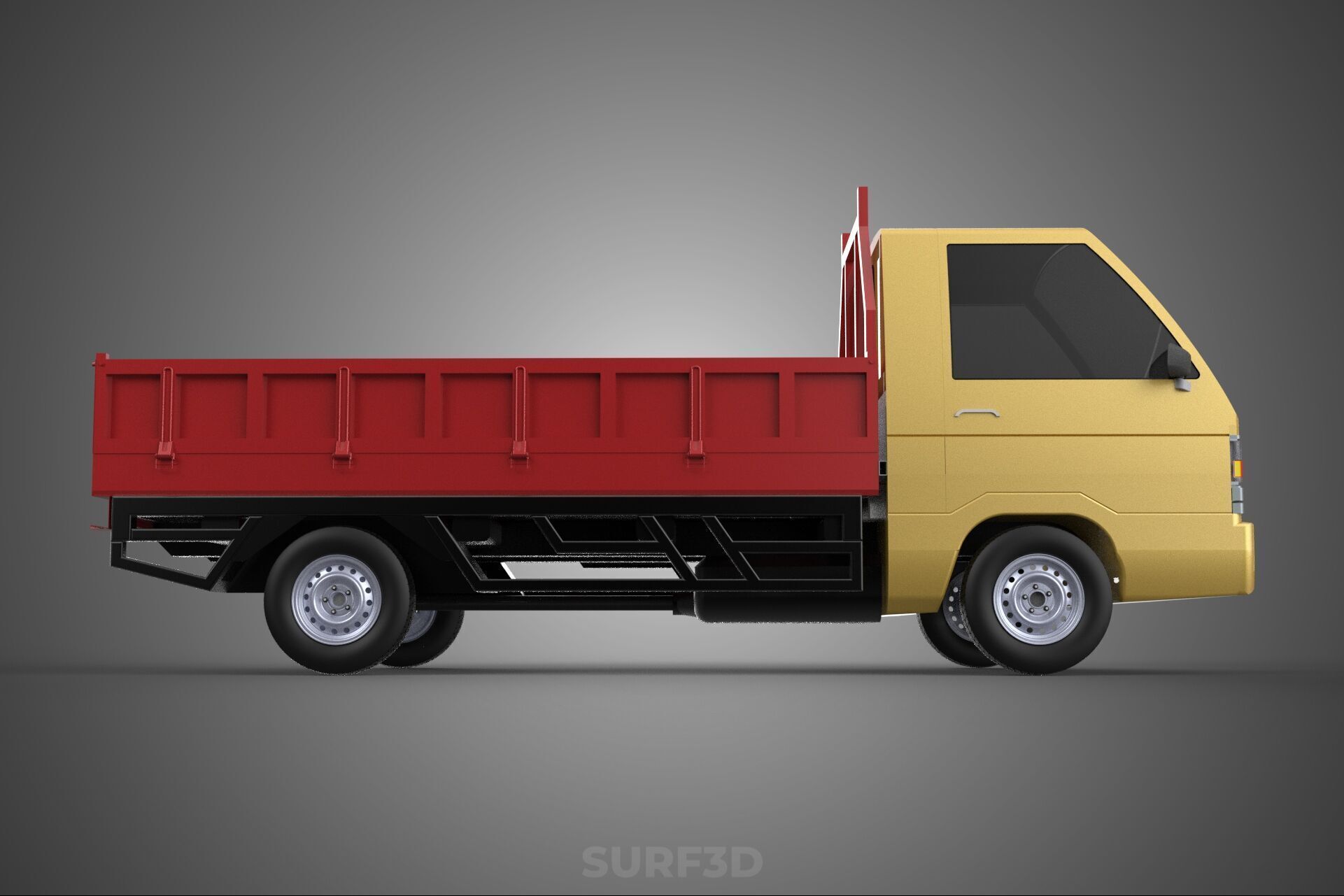 DROP SIDE LOAD BED DUMP BODY GATE DOOR PICKUP TRUCK WIDE DECK 3D model ...