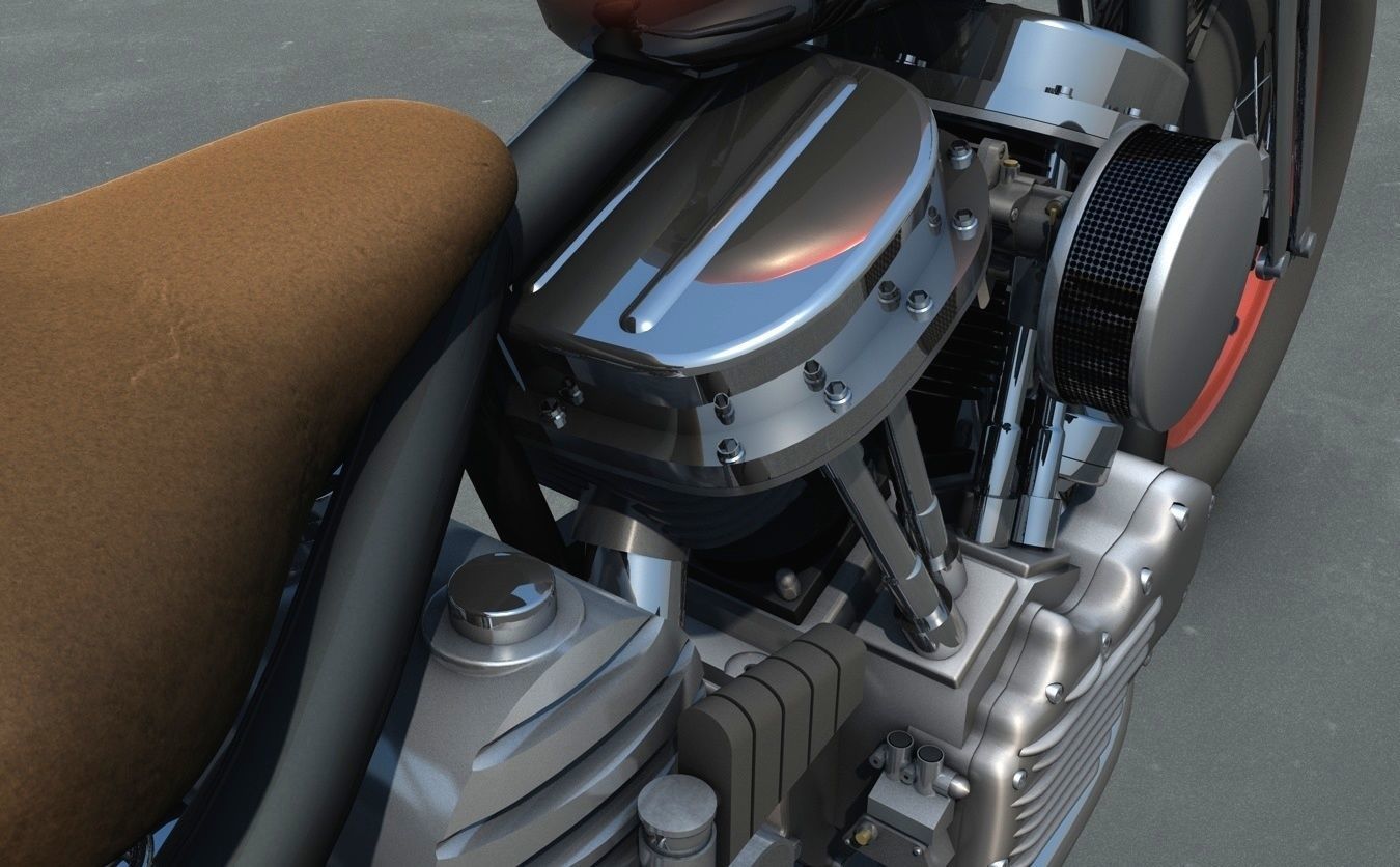 Bobber Custom Motorcycle with Panhead Motor 3D model | CGTrader