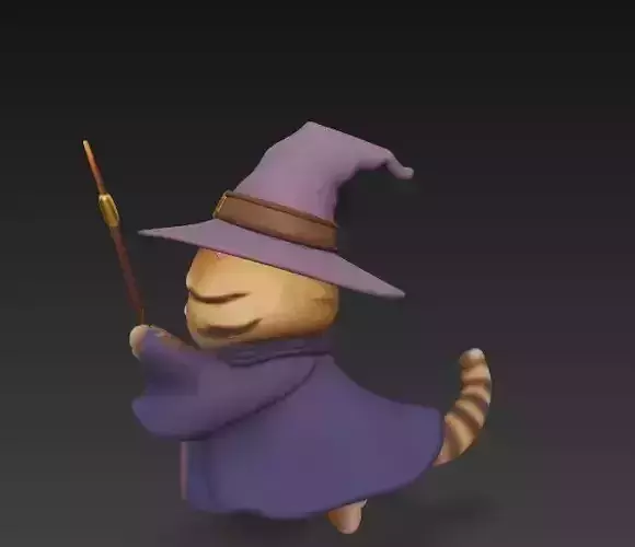 3D model Ginger Cat with a Wizard Outfit VR / AR / low-poly | CGTrader