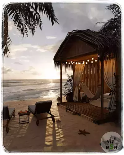 Beach House Blender Scene - SUNSET 3D model | CGTrader
