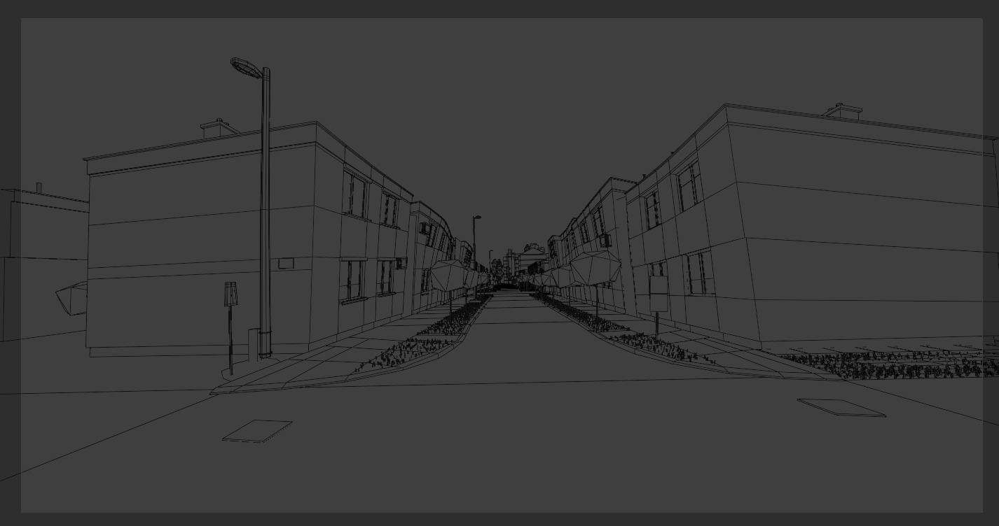 Street with stylized buildings low poly scene free 3D model | CGTrader