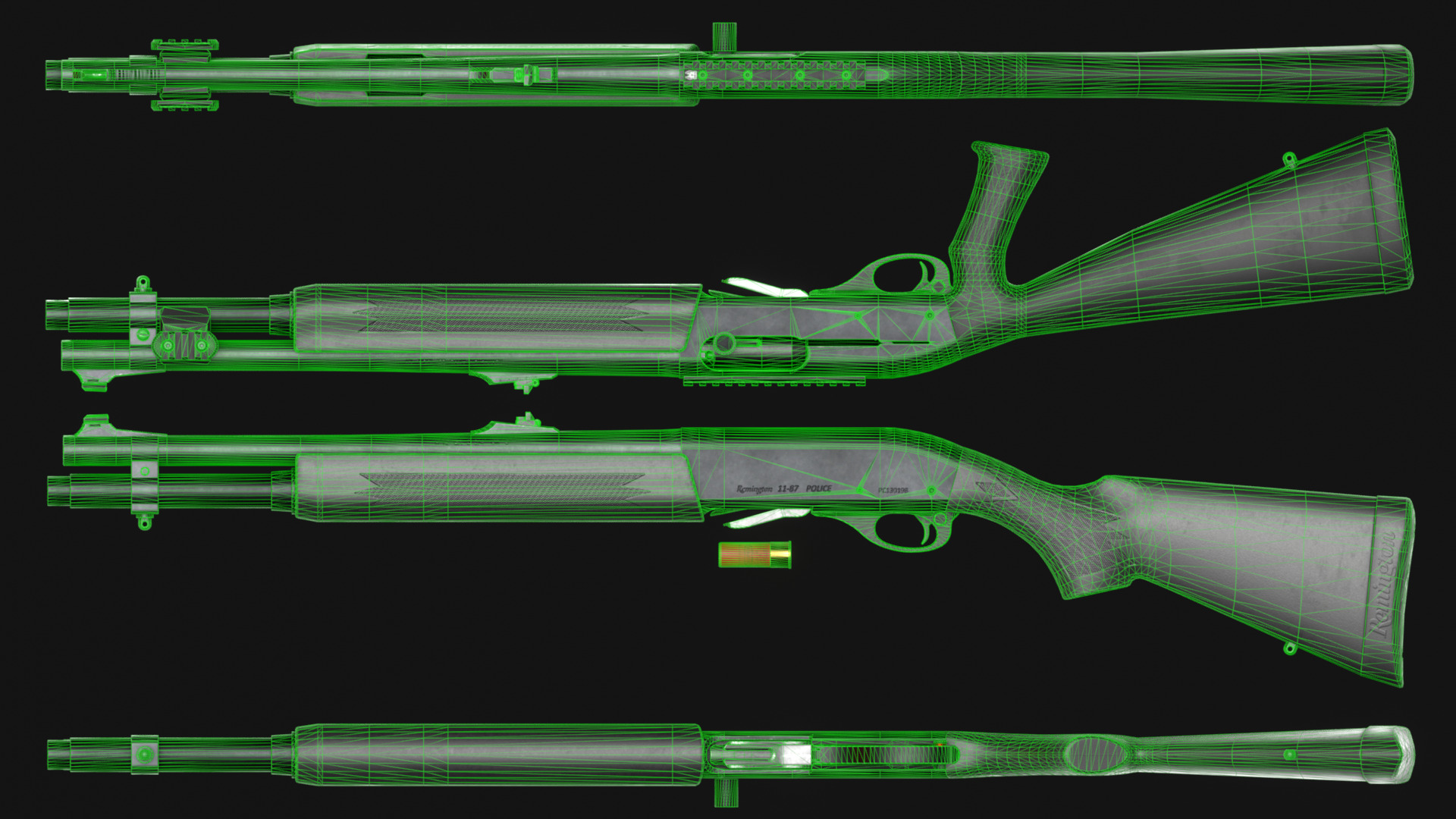3D model Remington 11-87 Police Semi-Automatic Shotgun - Game Asset VR / AR / low-poly | CGTrader