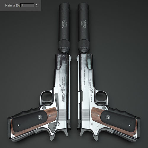 AMT Hardballer - Silverballer 3D Model MAX OBJ 3DS FBX MAT | CGTrader.com