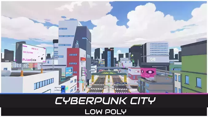 3D model LowPoly Cyberpunk City VR / AR / low-poly | CGTrader