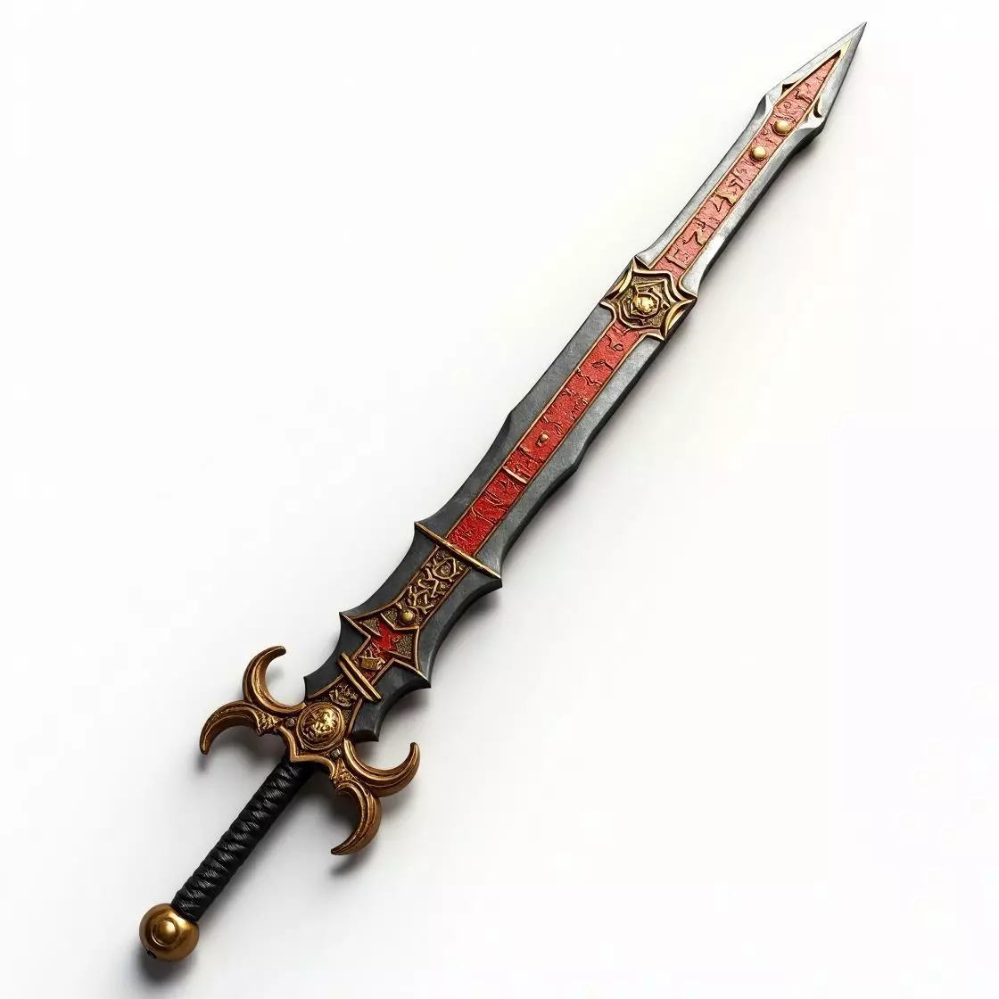 3D model Crimson Gold Rune Blade Legendary Fantasy Sword 3D Model VR ...