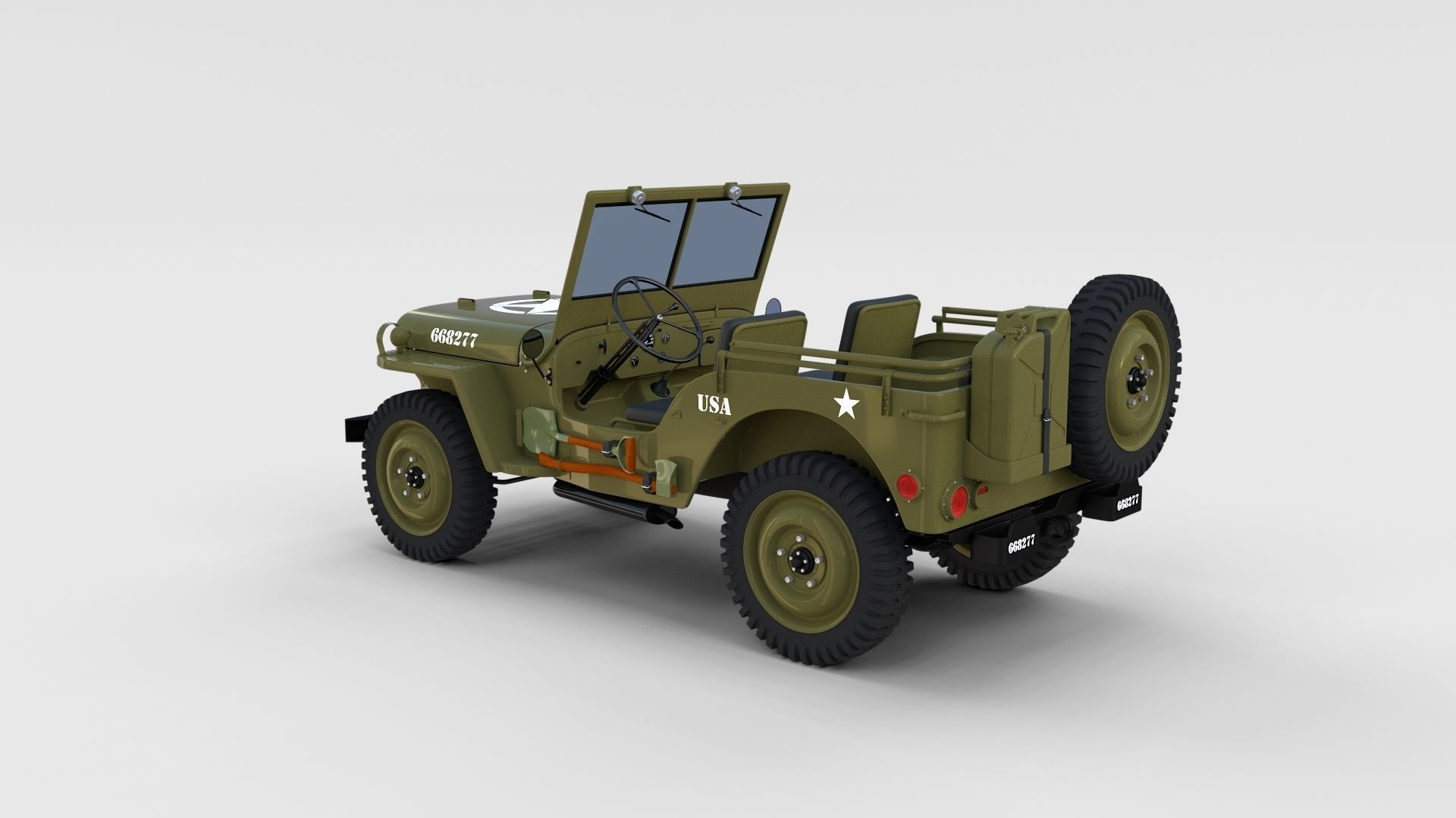 Full w chassis Jeep Willys MB Military rev 3D model | CGTrader