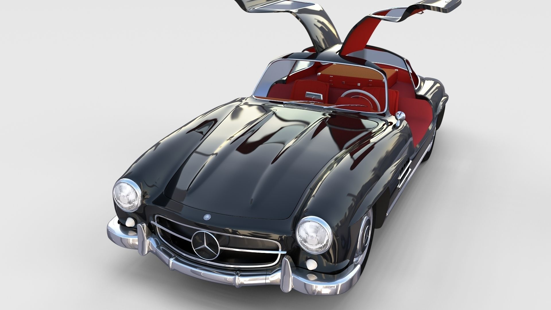 Rigged Mercedes 300SL Gullwing with Interior rev 3D model | CGTrader