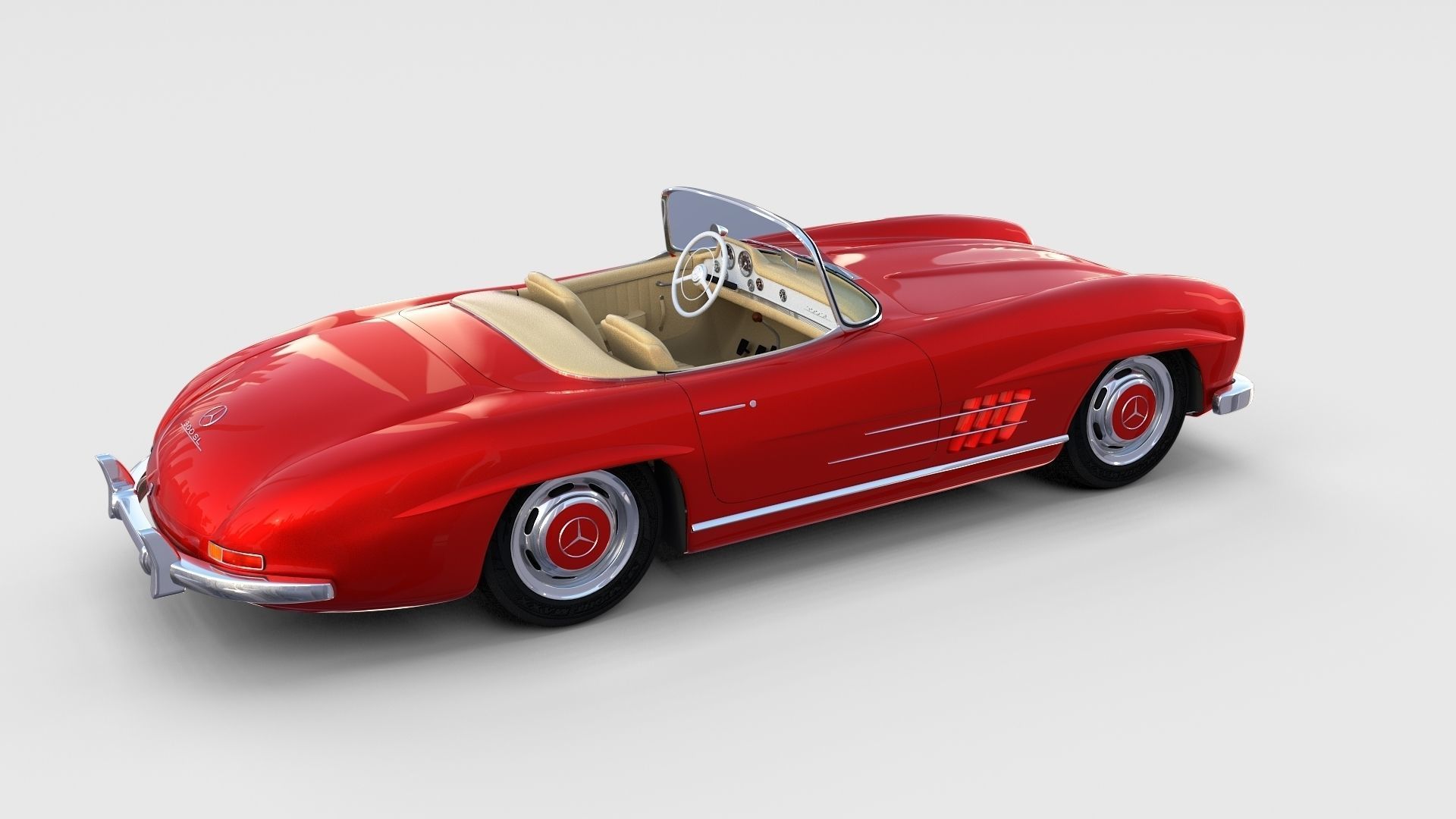 Fully Modelled Mercedes 300SL Roadster Red rev 3D model | CGTrader
