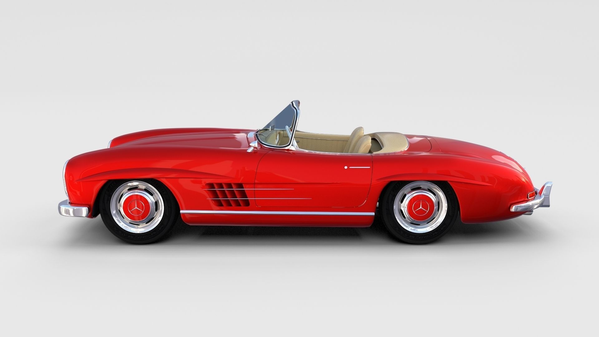 Fully Modelled Mercedes 300SL Roadster Red rev 3D model | CGTrader
