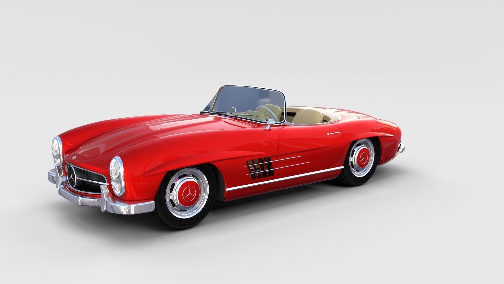 Fully Modelled Mercedes 300SL Roadster Red rev 3D model | CGTrader