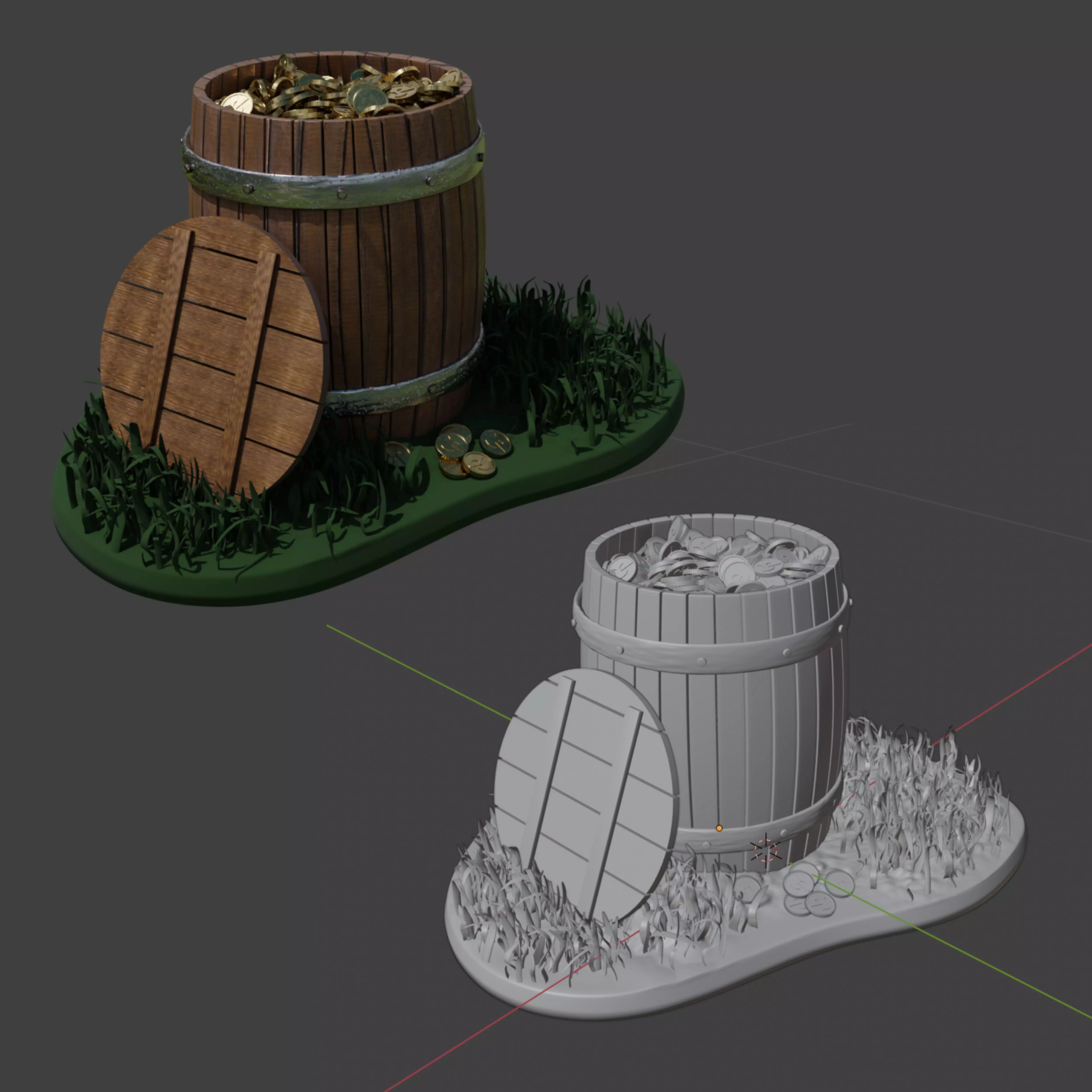 Gold Treasure Barrel Prop Fantasy Loot for Tabletop RPG STL 3D model 3D ...