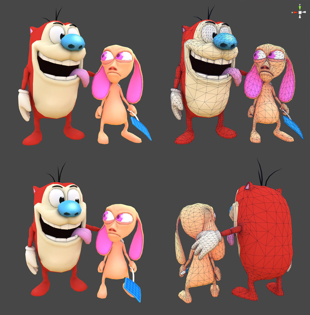 3D model Ren and Stimpy Characters VR / AR / low-poly | CGTrader