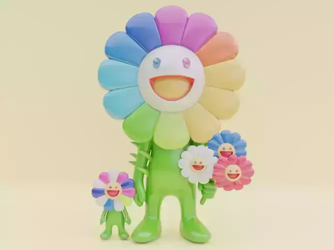 3D model Takashi Murakami Smiling Flowers Family Collectible Art VR ...