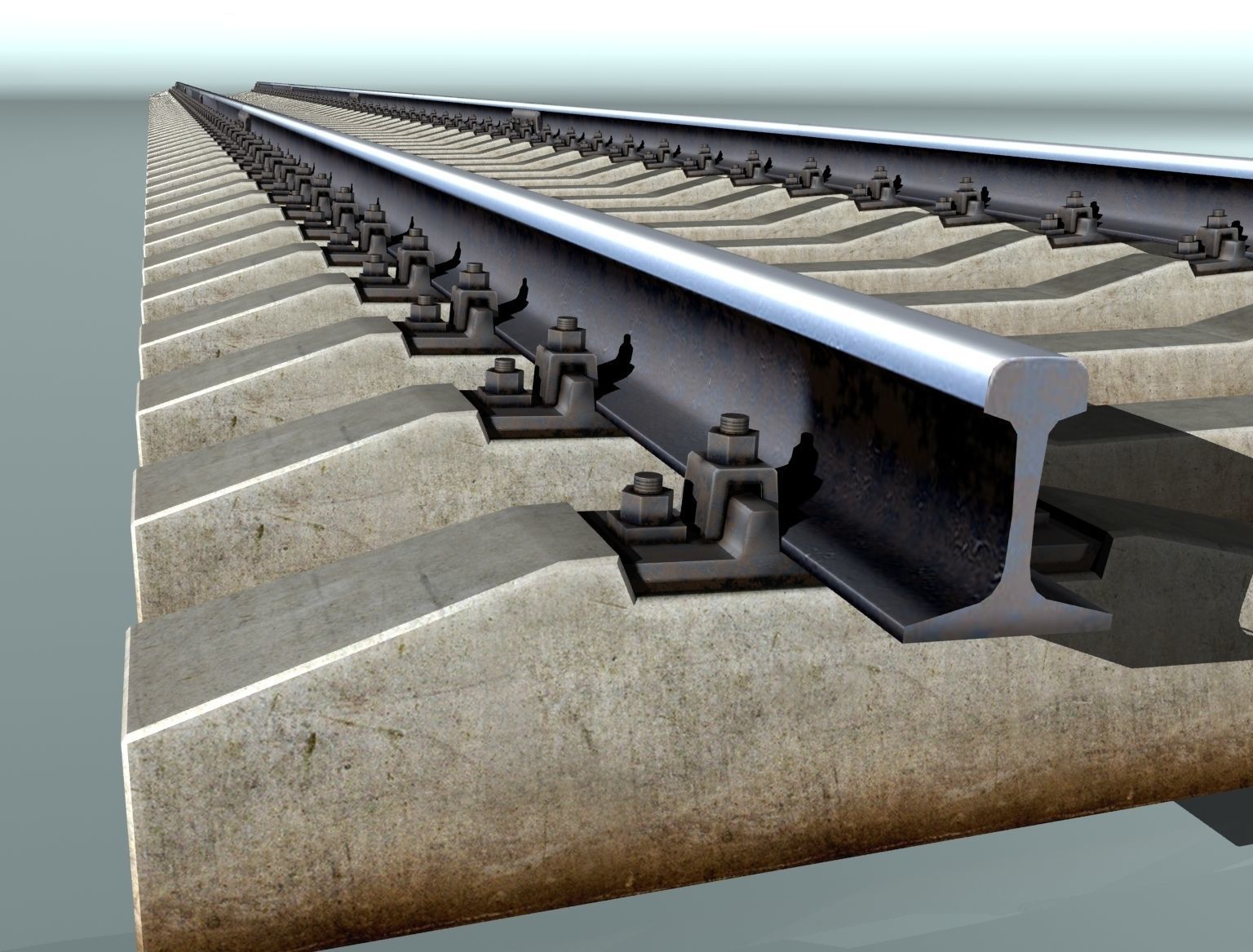 Railway track concrete sleepers 3D model | CGTrader